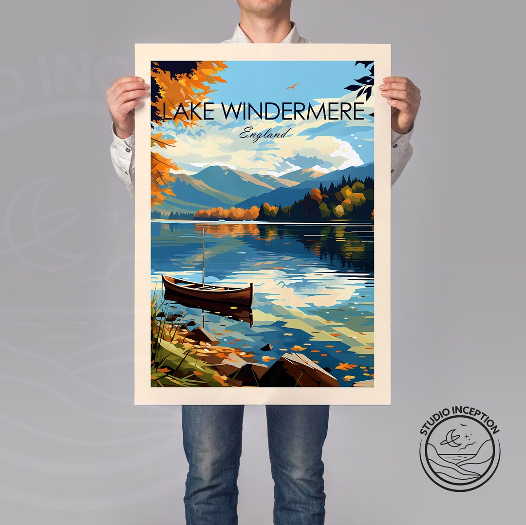 Lake Windermere Traditional Travel Print Lake District Travel Poster ...