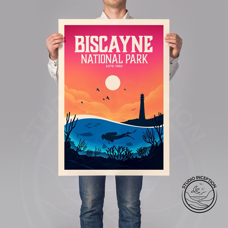National Park Poster Print of Biscayne Biscayne National - Etsy