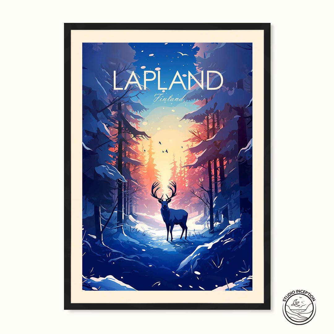 Lapland Travel Print Finland Art Poster, Scandinavian Wall Art, Lapland ...