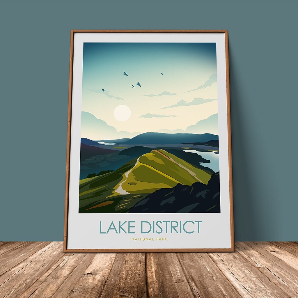 Lake District Print, Catbells, England Art Print Travel Poster National ...