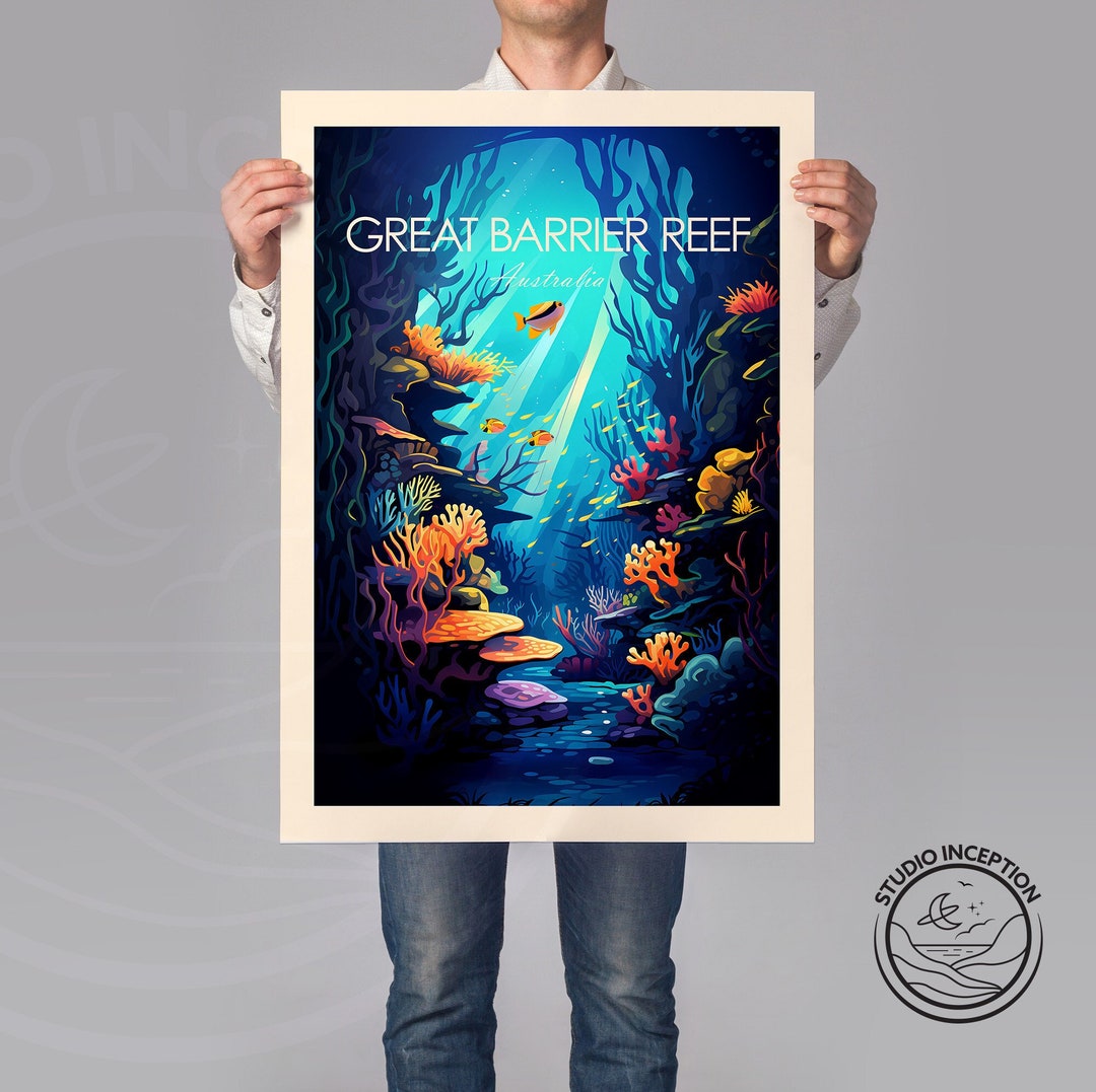 Great Barrier Reef Poster, Australia Travel Print, Travel Gift ...