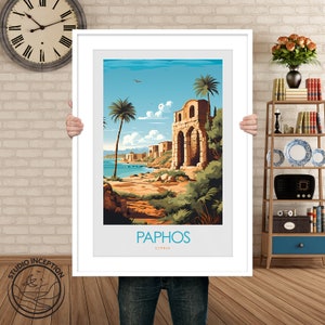 Paphos Minimalist Travel Print Cyprus Poster Wall Art Wall Hanging ...