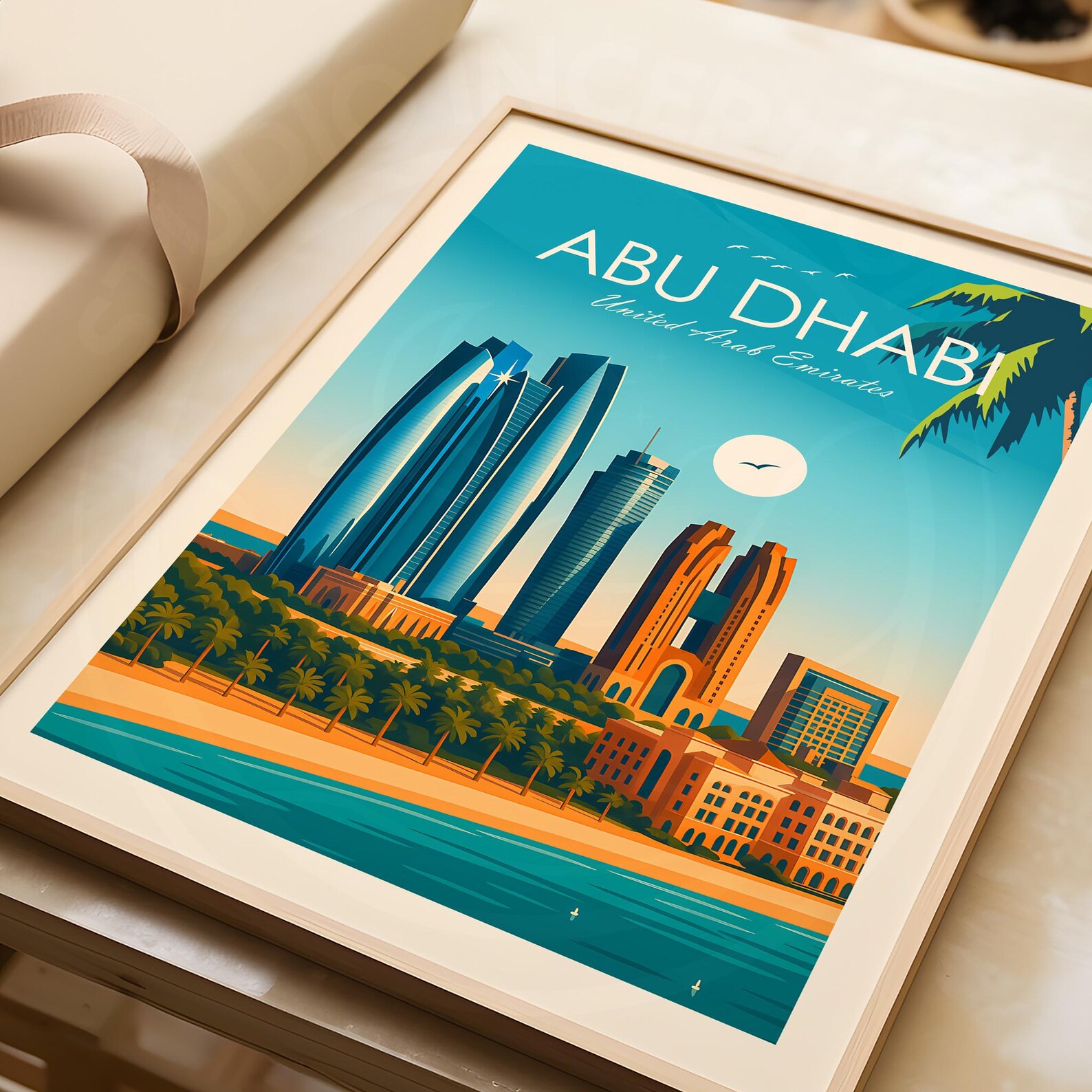 Abu Dhabi Travel Print | UAE Wall Art Poster | Abu Dhabi Skyline ...