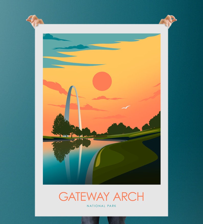 Gateway Arch National Park Travel Poster Print Minimal Style | Etsy