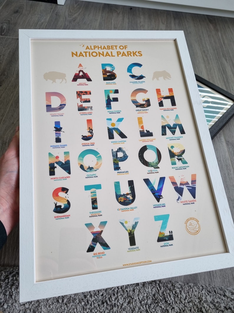 National Park Alphabet Print, Alphabet Poster, National Park Nursery ...