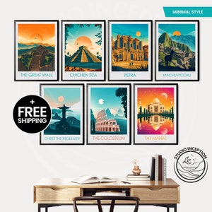 Seven Wonders of the World Travel Posters Travel Print Travel Gift ...