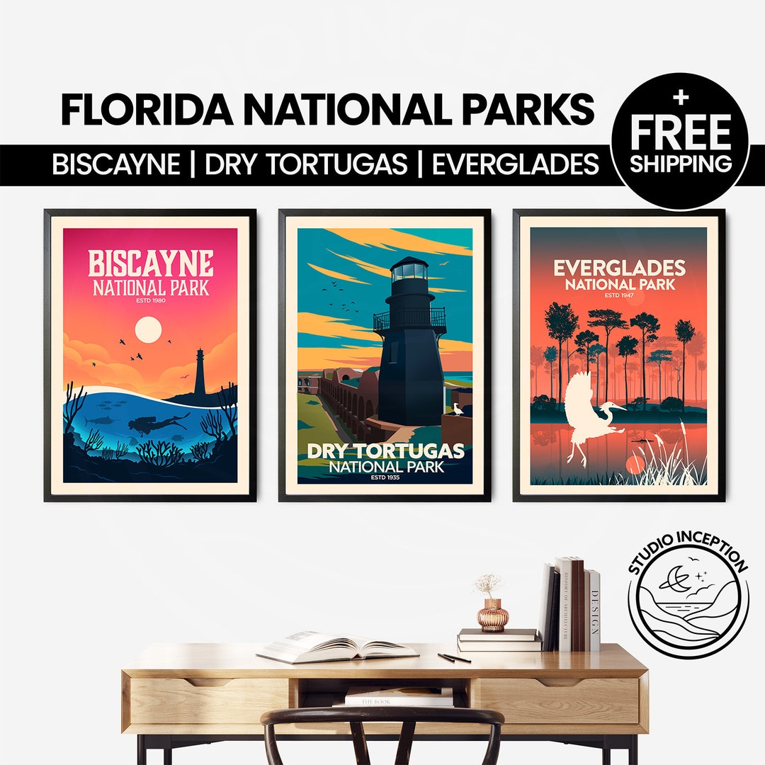 Florida National Park Print Set | Set of 3 Prints | National Park ...