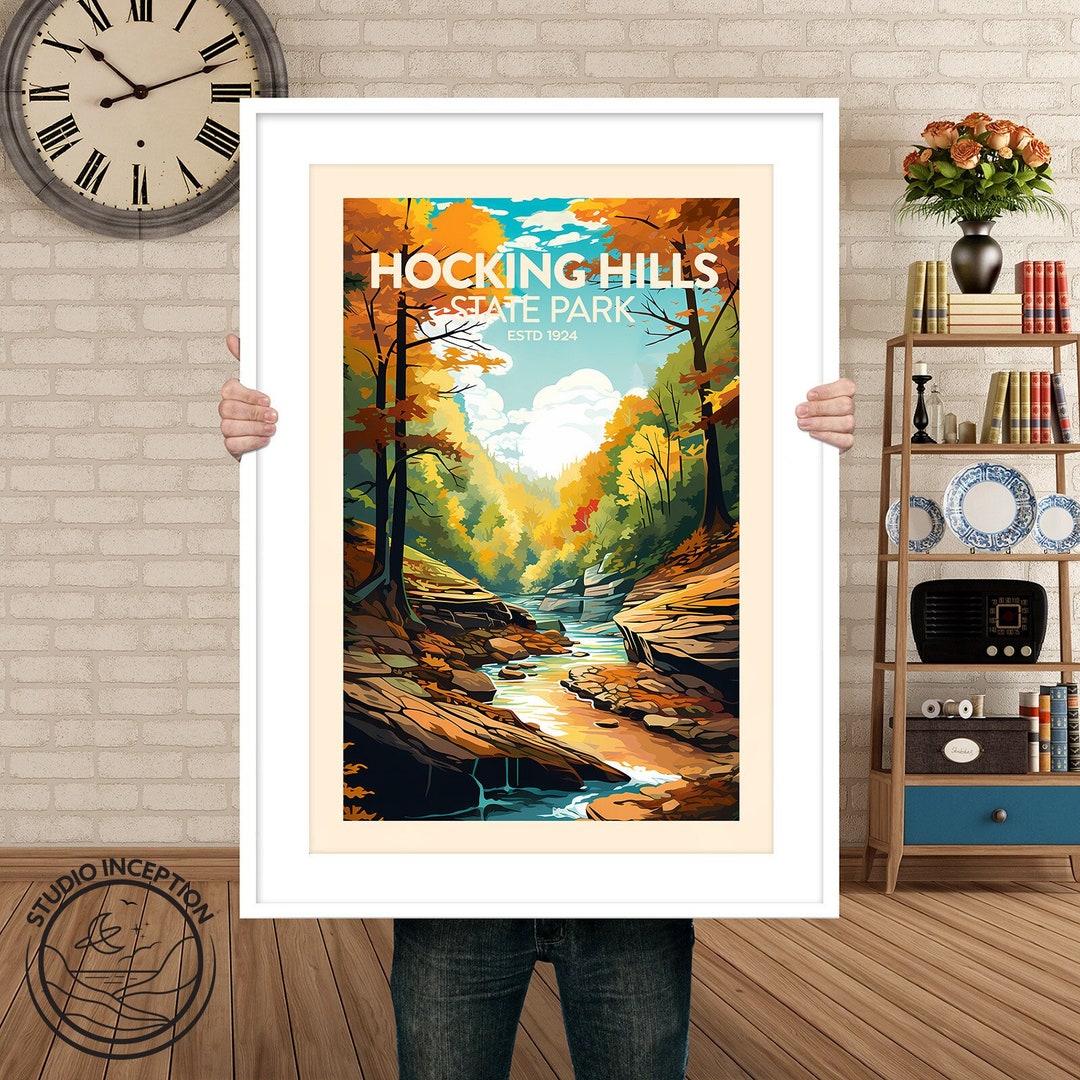 Hocking Hills Print, State Park Poster, Ohio Travel Art, United States ...