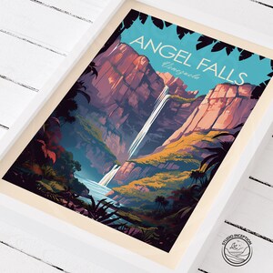 Angel Falls Print Venezuela Poster Print, Angel Falls Travel Poster ...