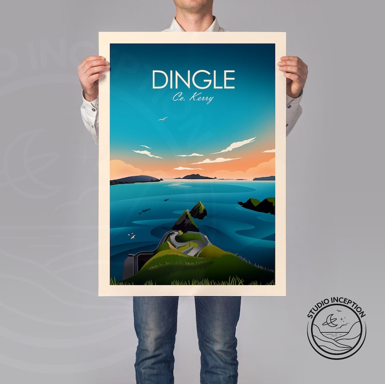 Dingle Co Kerry Travel Poster Print in Traditional Style by Studio ...