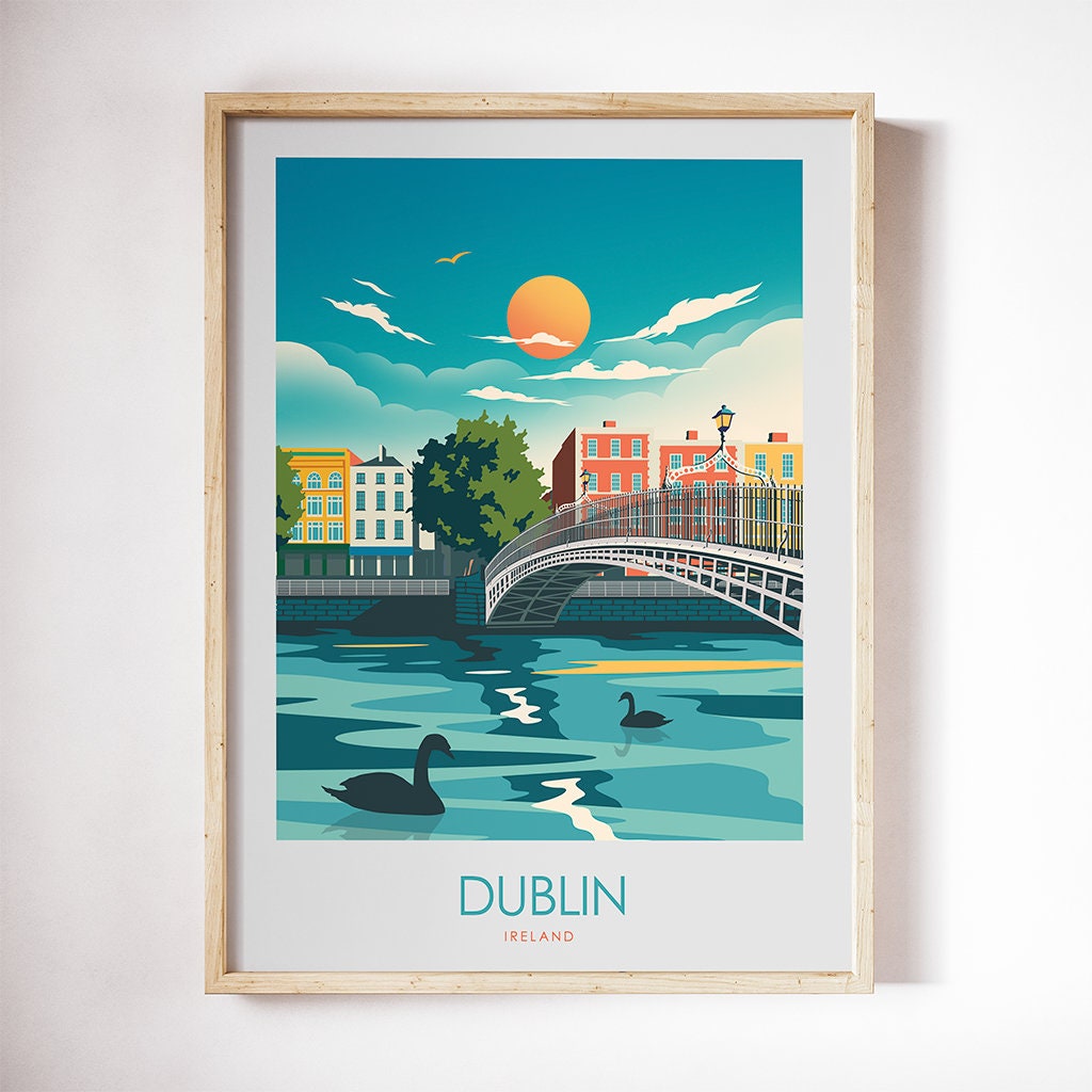 Dublin City Travel Poster Art Print in Modern Minimal Style | Etsy