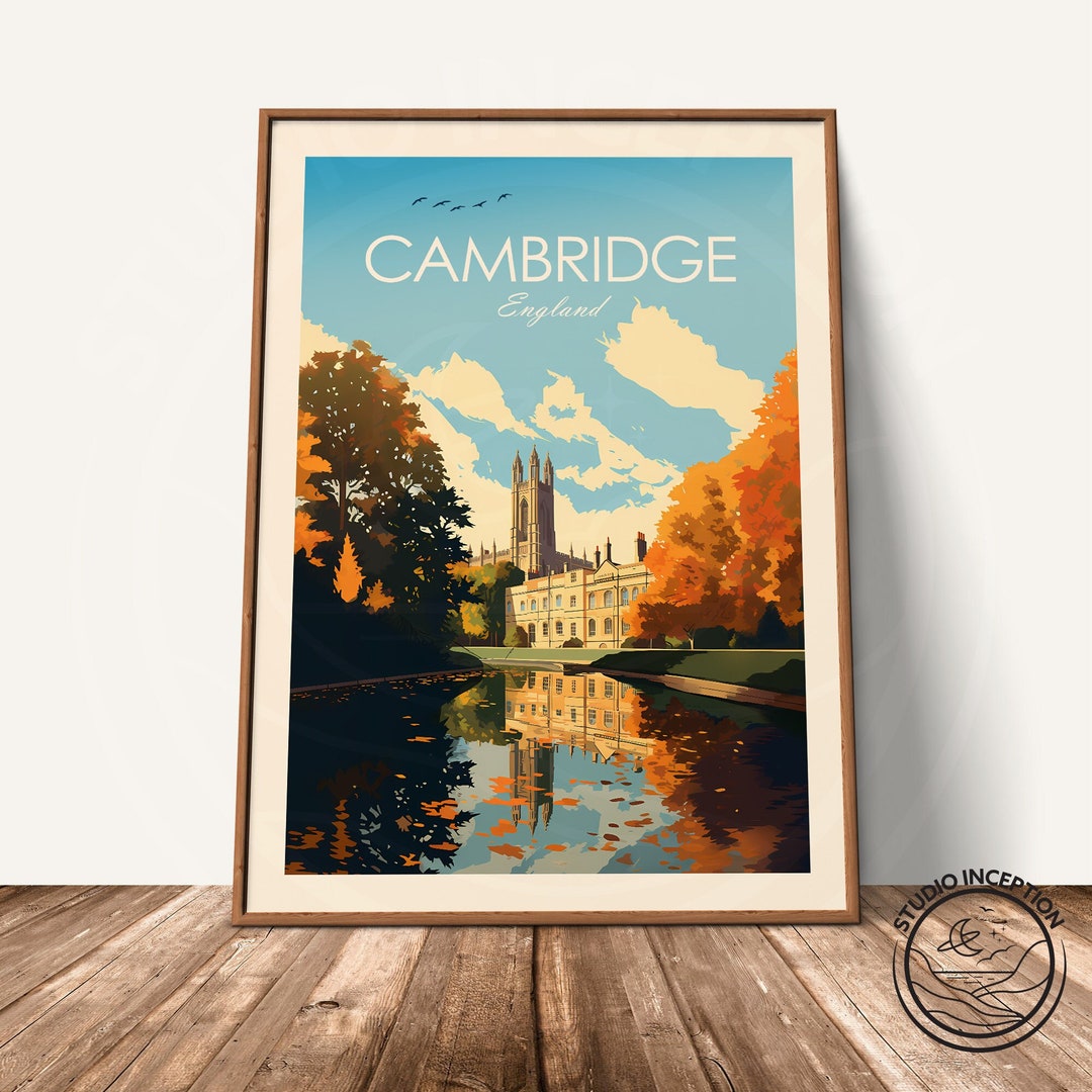 Cambridge Traditional Travel Print Cambridge Travel Poster Cambridge ...