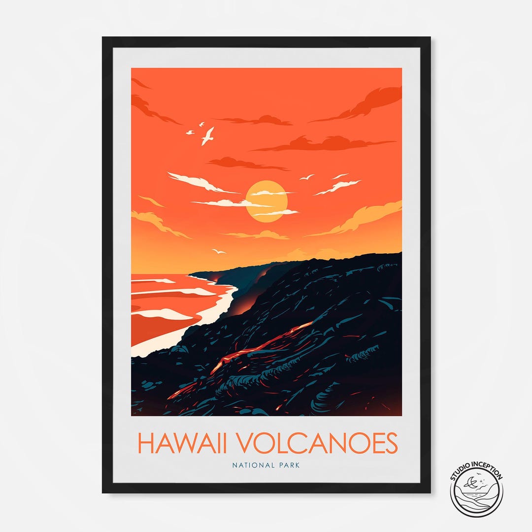 Hawaii Volcanoes National Park Poster Wall Art Hawaii Gift Travel ...