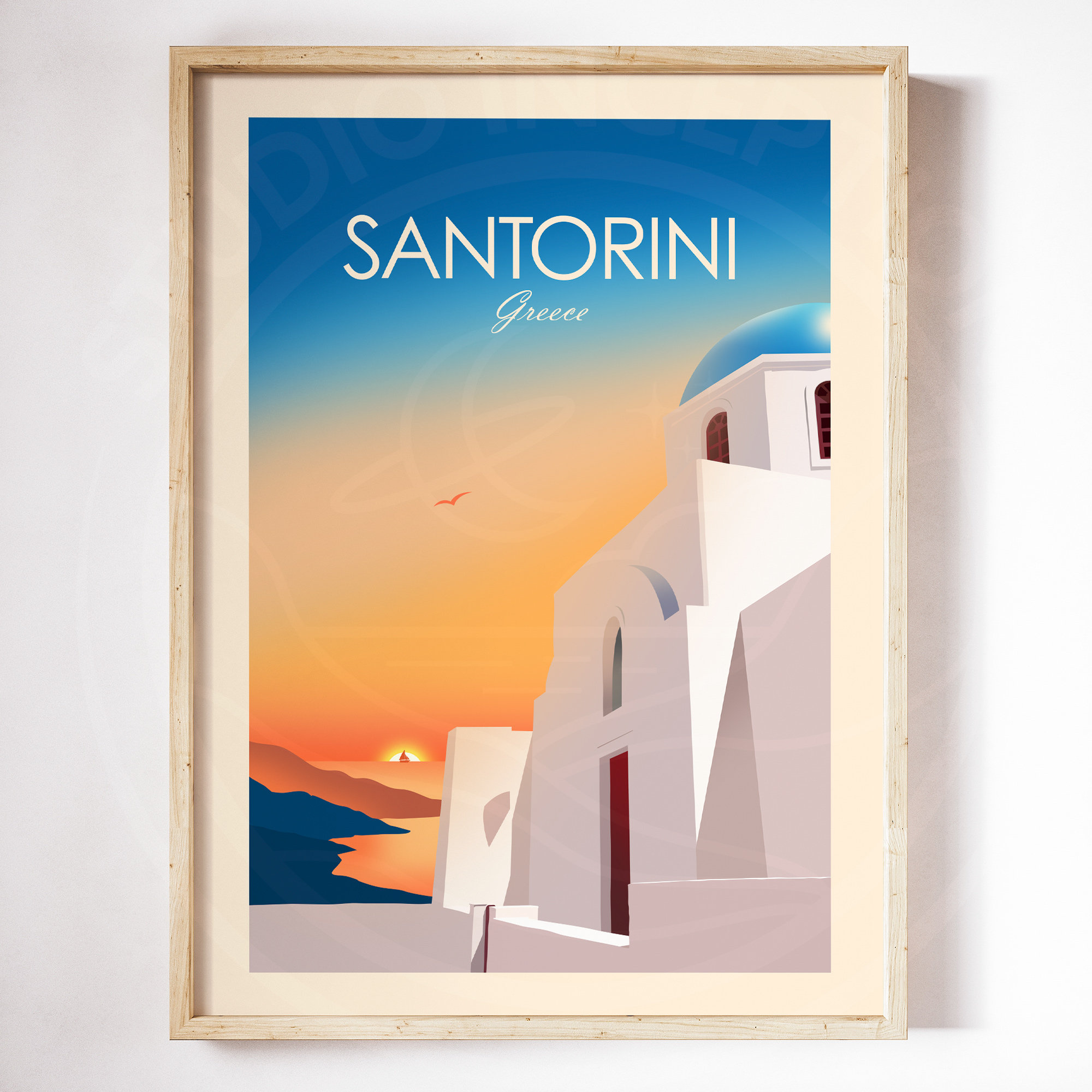 Santorini Sunset Print, Greece Art print Travel Poster sold by Lisa ...