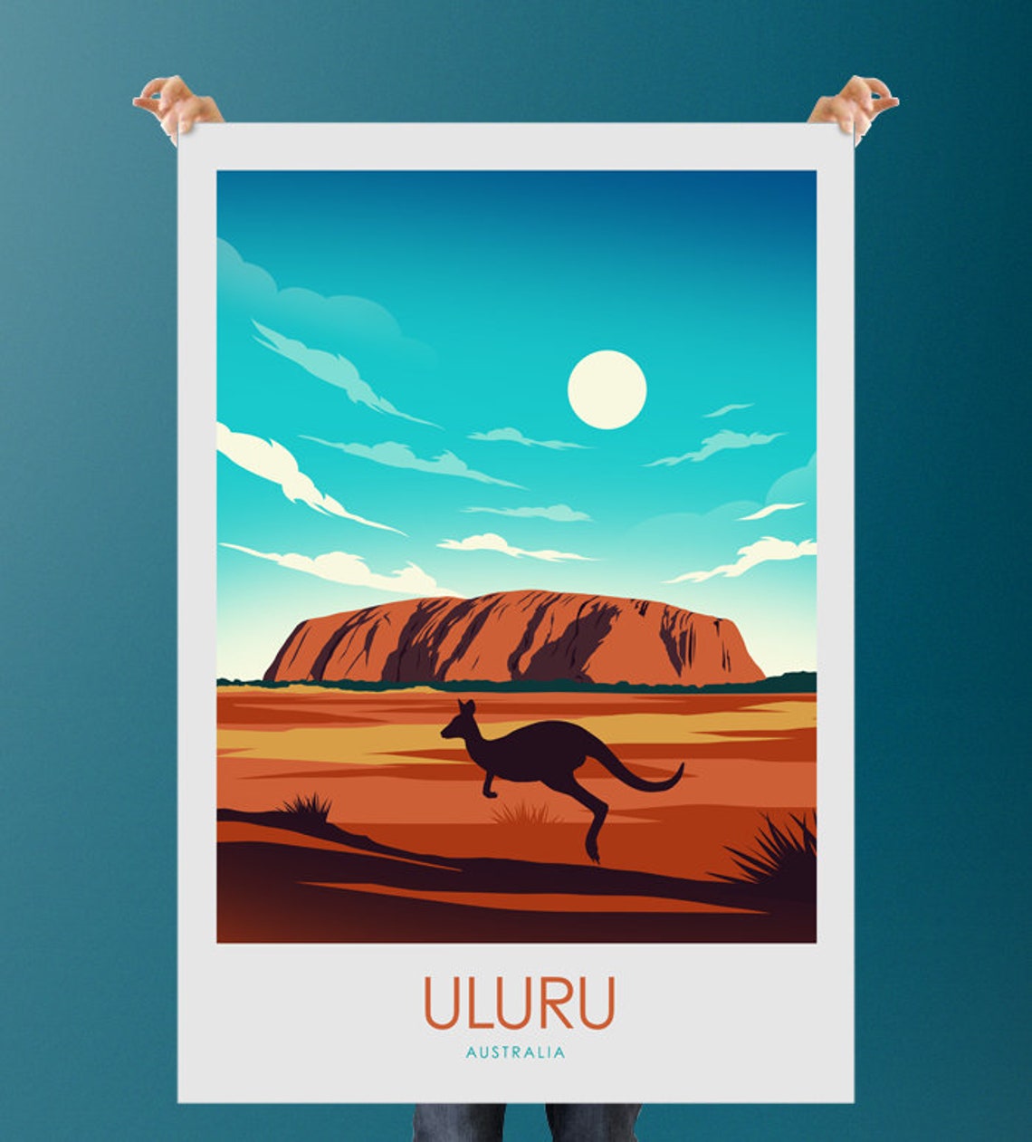Ayers Rock / Uluru Art Print Australia Travel Poster by | Etsy