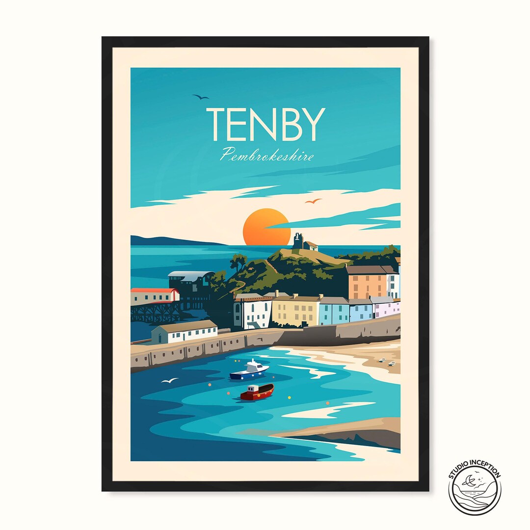 Tenby Prints, Tenby Art, Wales Print Poster, Tenby Harbour ...