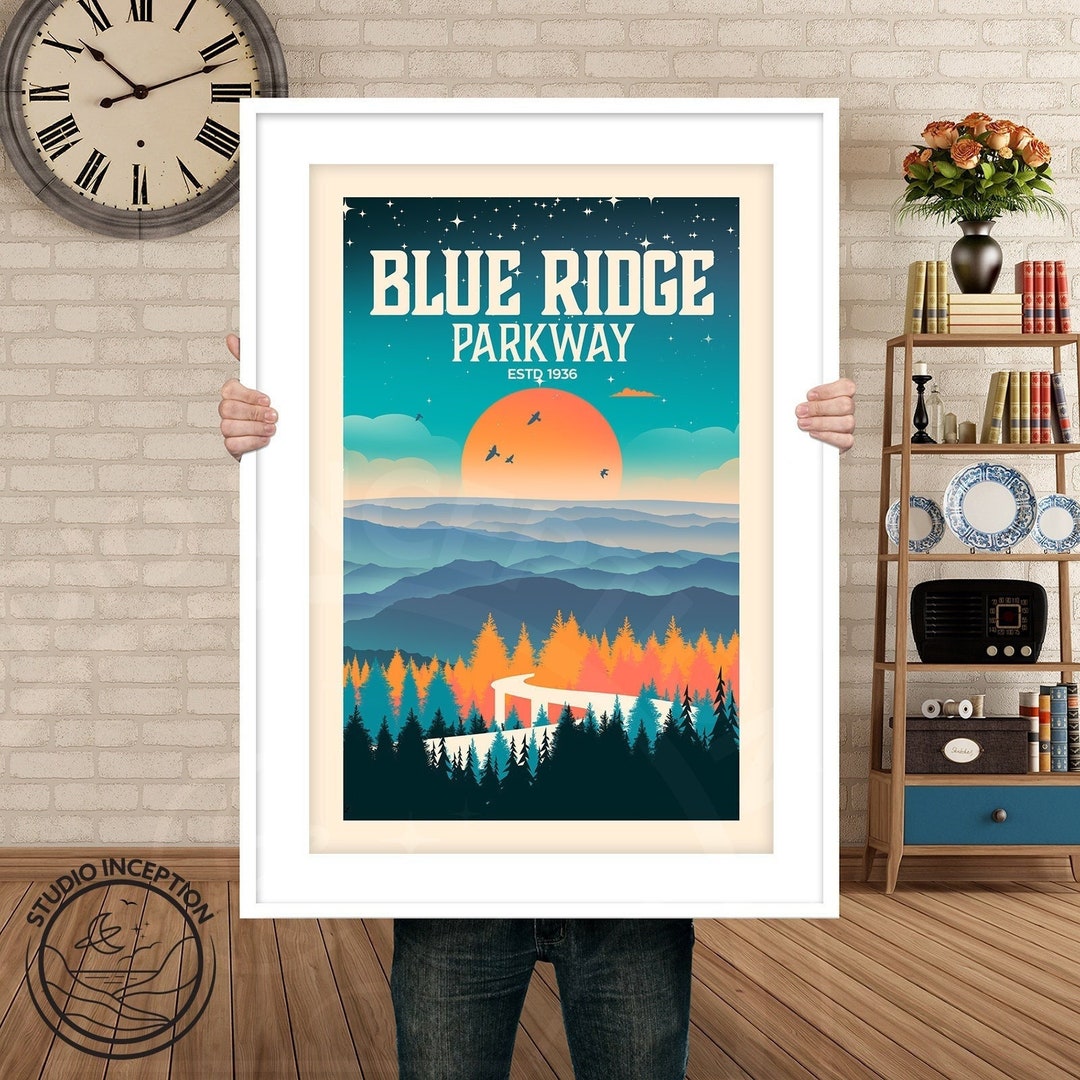 Blue Ridge Parkway Poster Blue Ridge Mountains Minimalist Art Print - Etsy