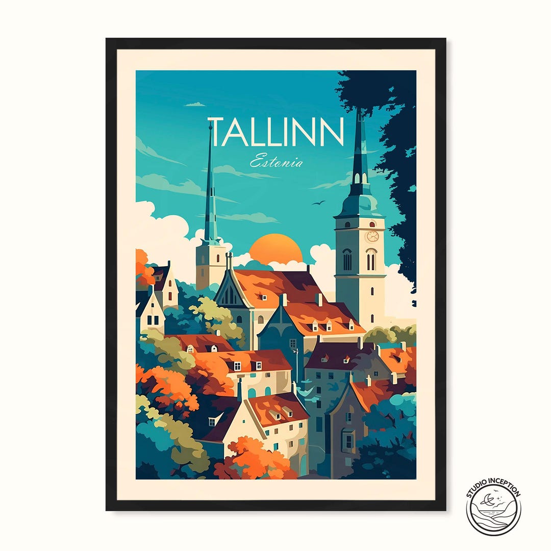 Tallinn Traditional Print, Estonia Travel Poster, Tallinn Wall Art ...