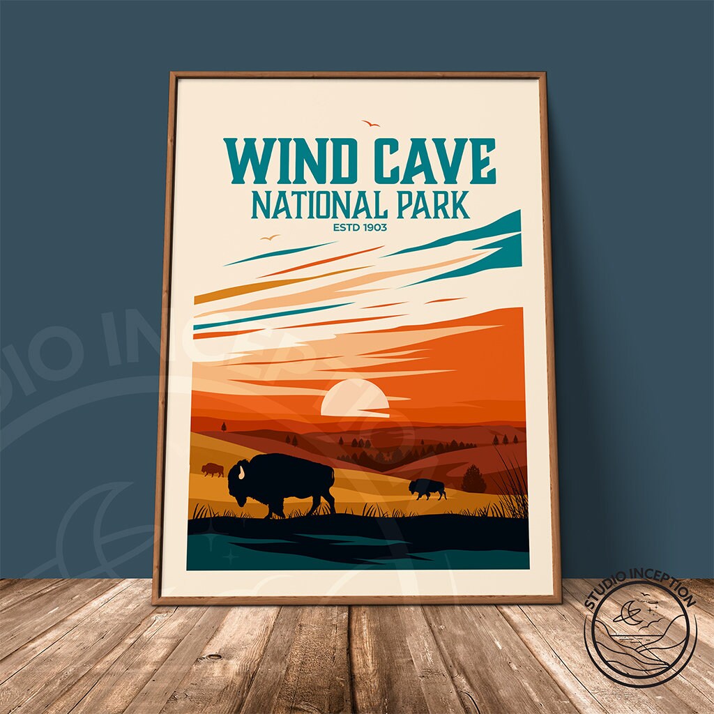 Wind Cave National Park Travel Print National Park Poster | Etsy
