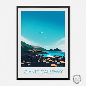 Giants Causeway Print, Northern Ireland Travel Print, Travel Poster ...
