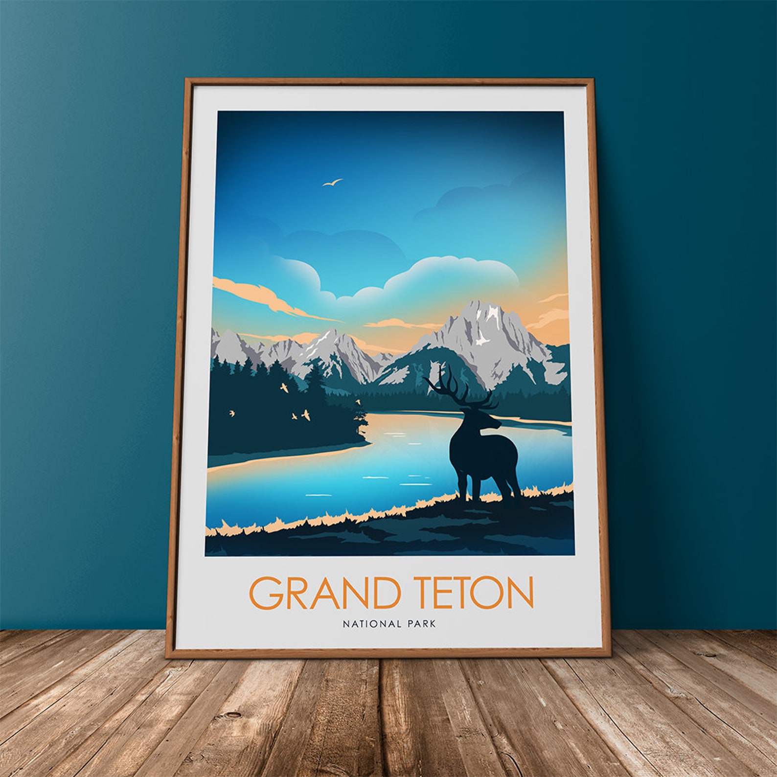 Grand Teton Travel Print, Grand Teton Art Print, Grand Teton Inspired ...