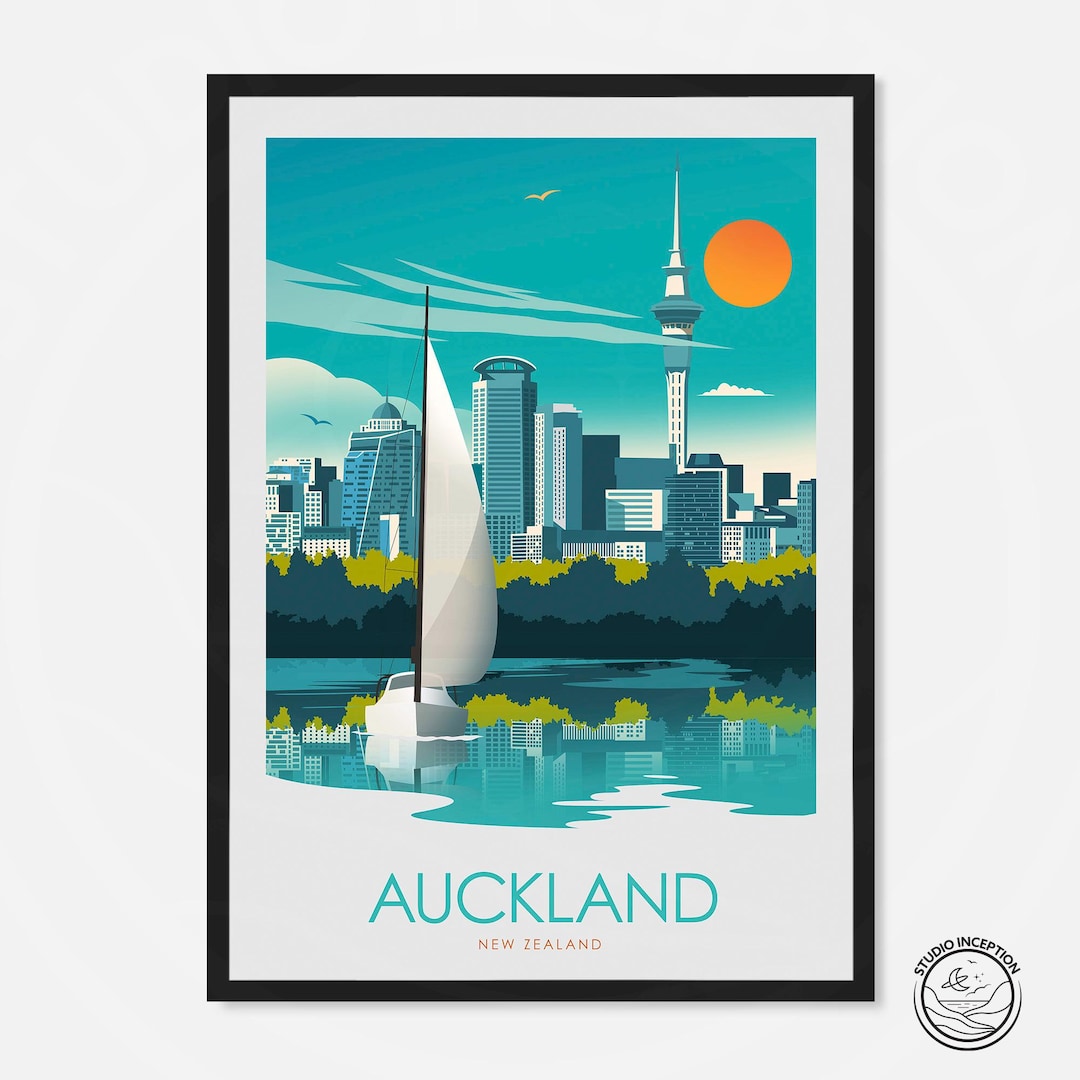New Zealand Poster Art Print, Auckland Print, Auckland Art, New Zealand ...