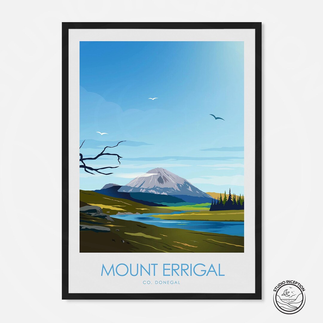 Mount Errigal Irish Travel Poster, Donegal Travel Poster, Visit Ireland ...