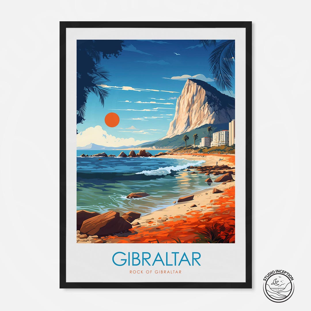 Rock of Gibraltar Print, Wall Art, Gibraltar Gift, Framed Travel Prints ...