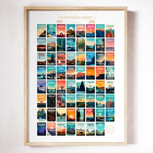 All 63 US National Parks on Ultimate Poster, National Park Travel Print ...
