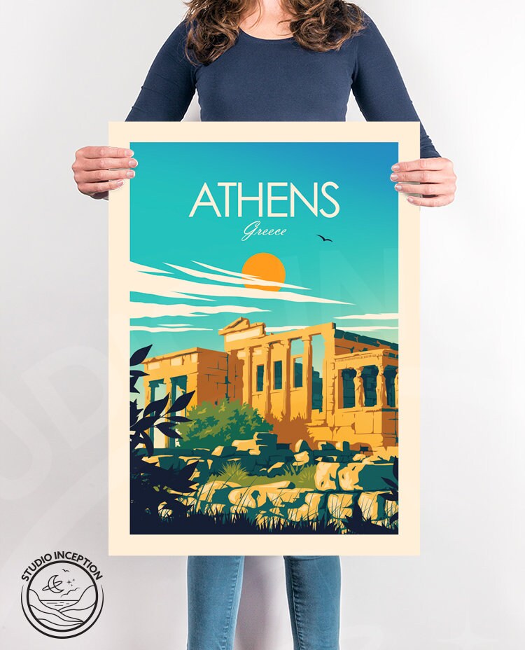 Greece Print Athens Poster Acropolis Art Print Parthenon | Etsy