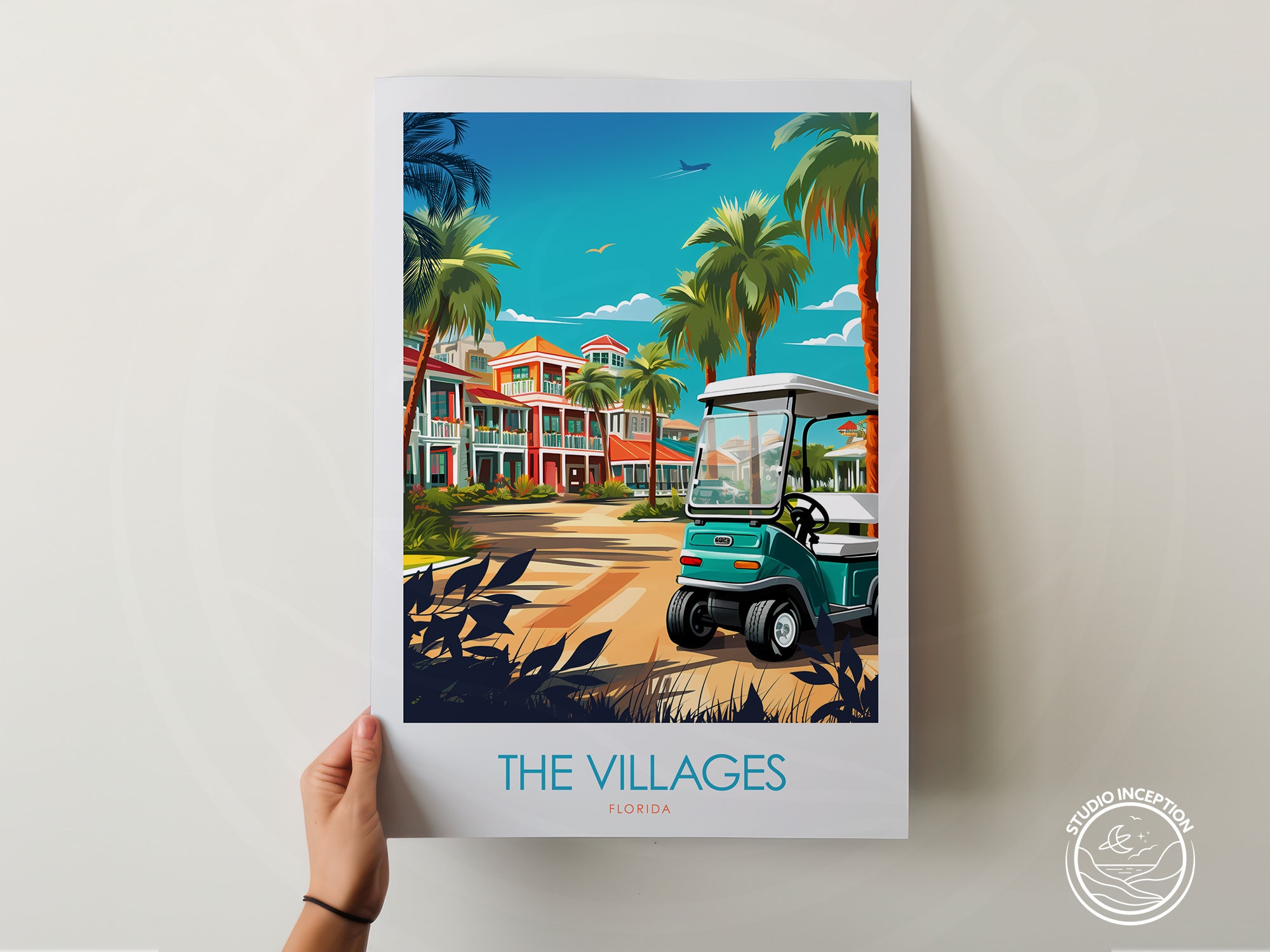 The Villages Minimal Travel Print, Florida Poster, United States Travel ...