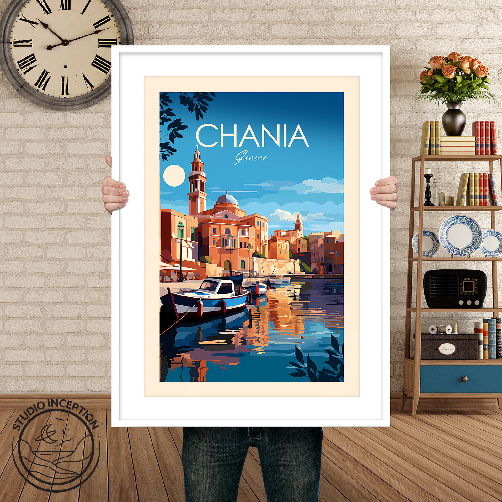 Chania Traditional Print, Crete Poster, Greece Wall Art Wall Hanging ...