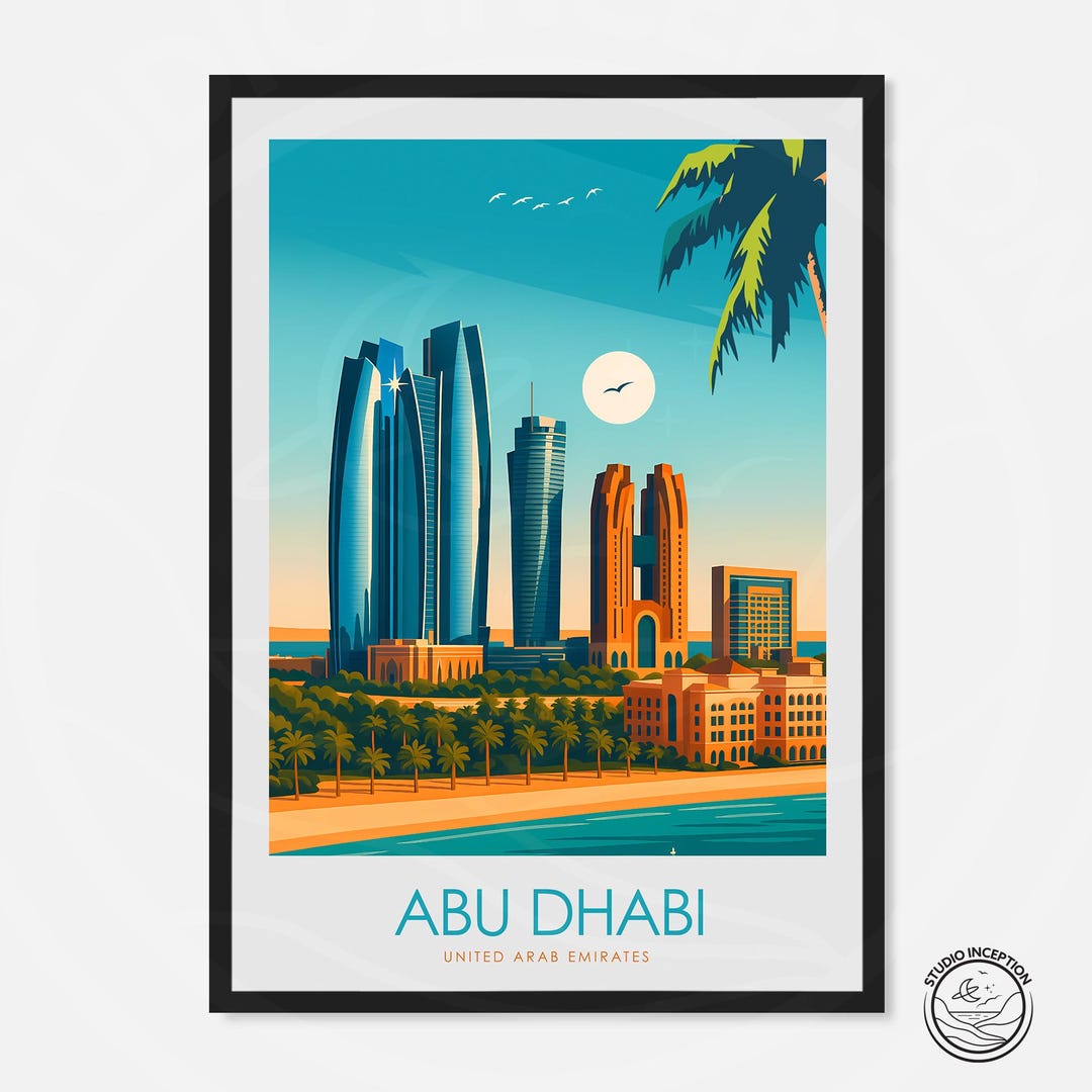 Abu Dhabi Wall Art Print | UAE Travel Poster | Abu Dhabi Skyline Decor ...