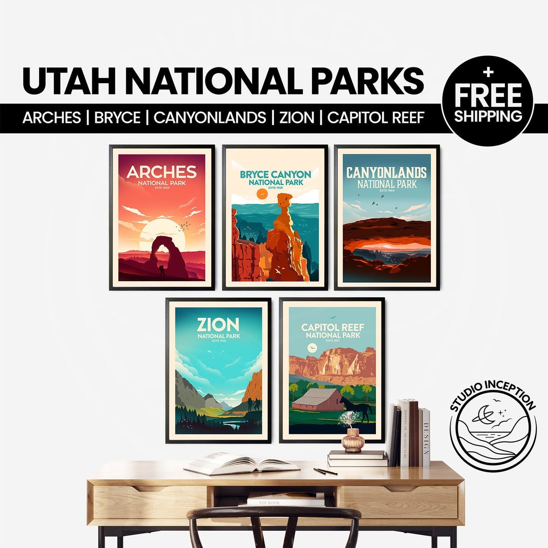Utah National Park Poster Set of 5 Prints National Park - Etsy