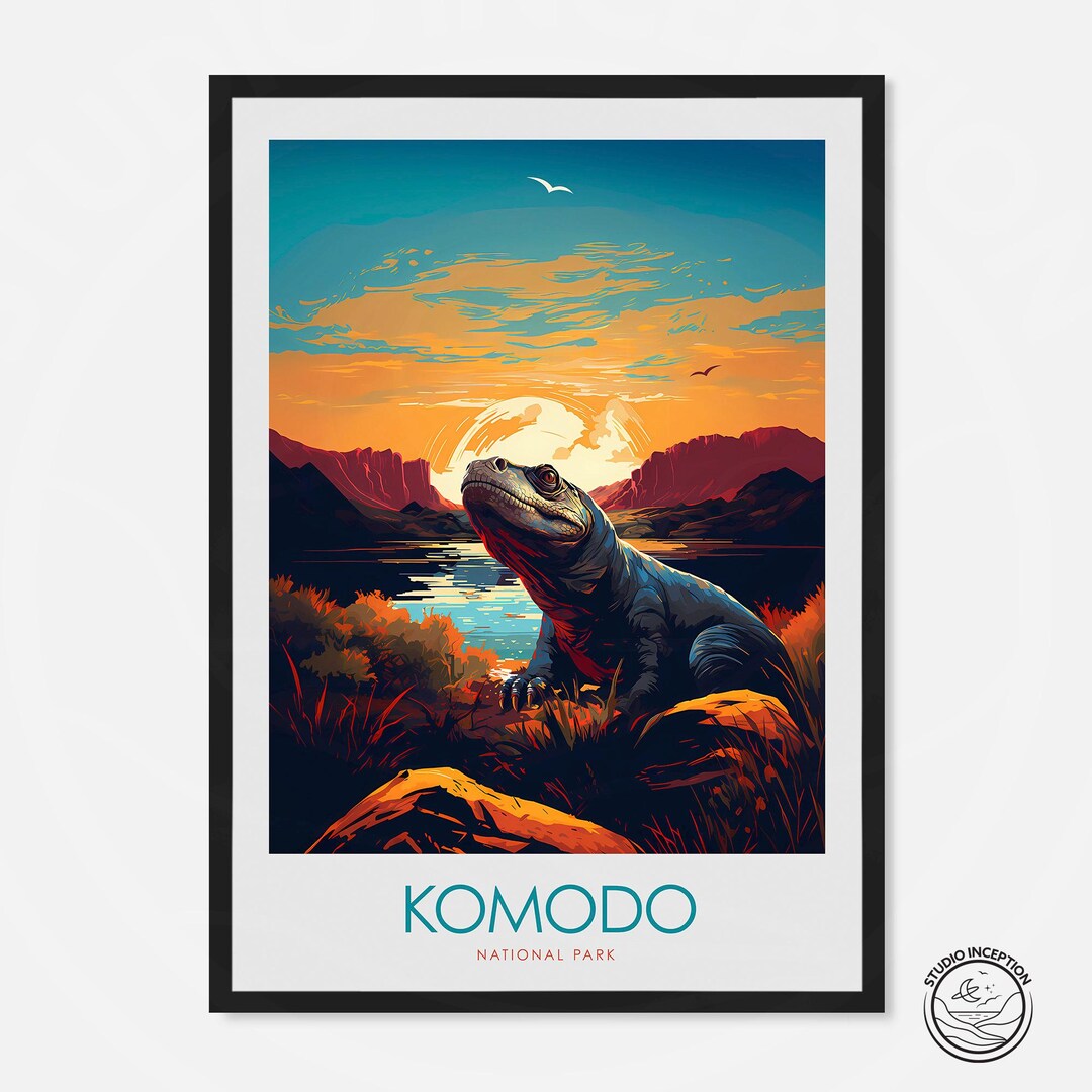Komodo Indonesia Print Komodo National Park Minimalist Poster ...