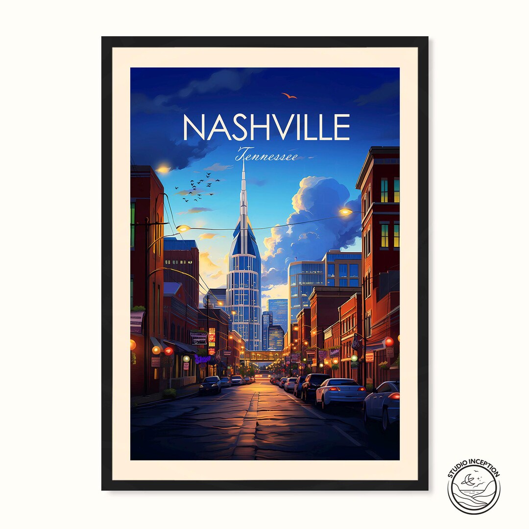 Nashville Traditional Travel Print Nashville Travel Poster Tennessee ...