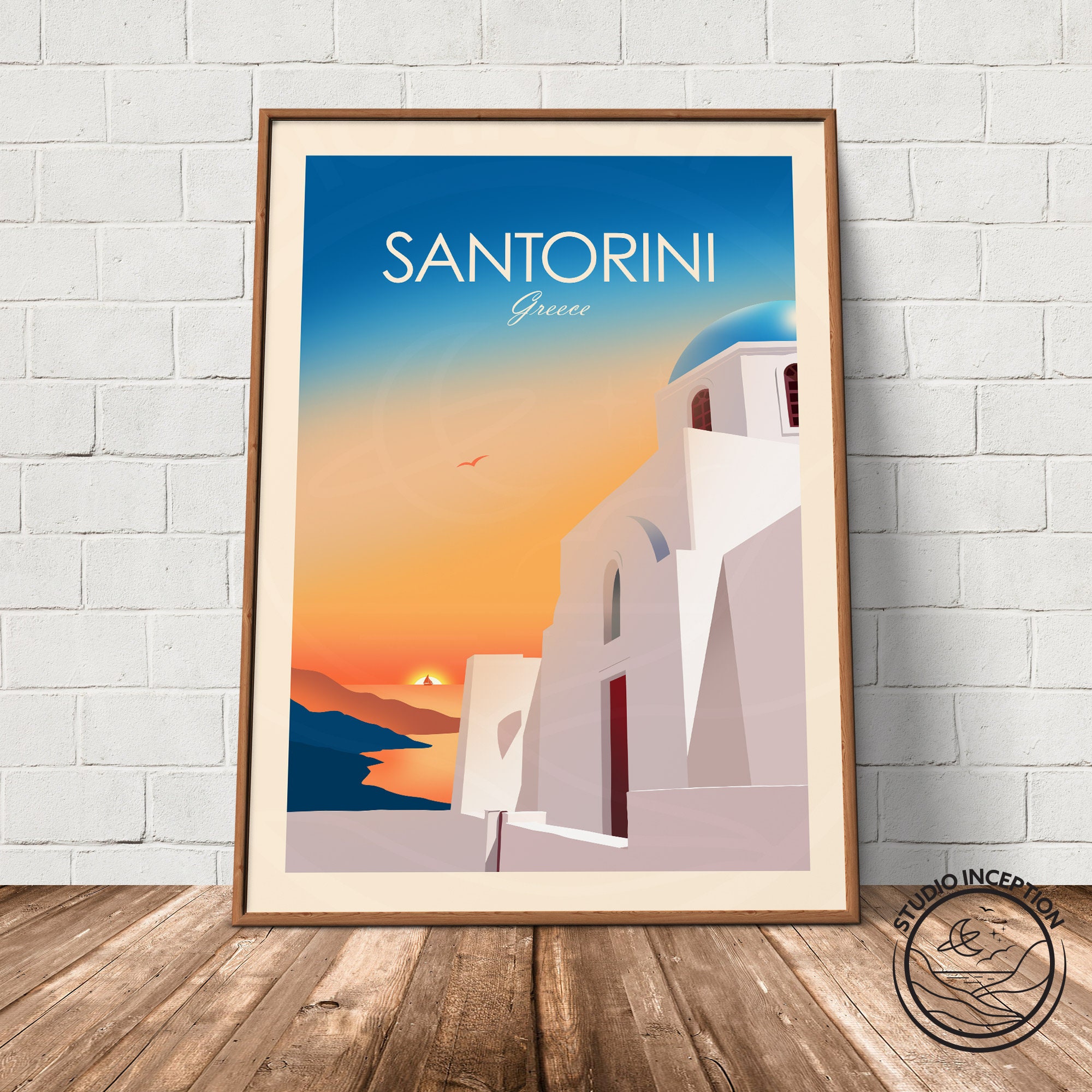Santorini Sunset Print, Greece Art print Travel Poster sold by Lisa ...