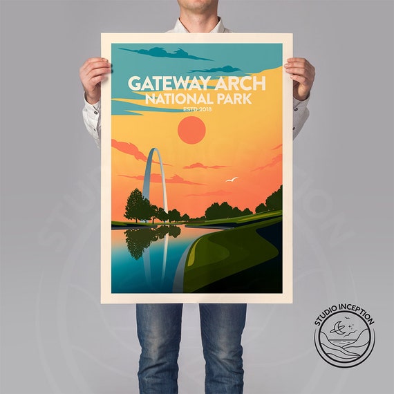 Gateway Arch National Park Poster Est 2018 St. Louis - Etsy