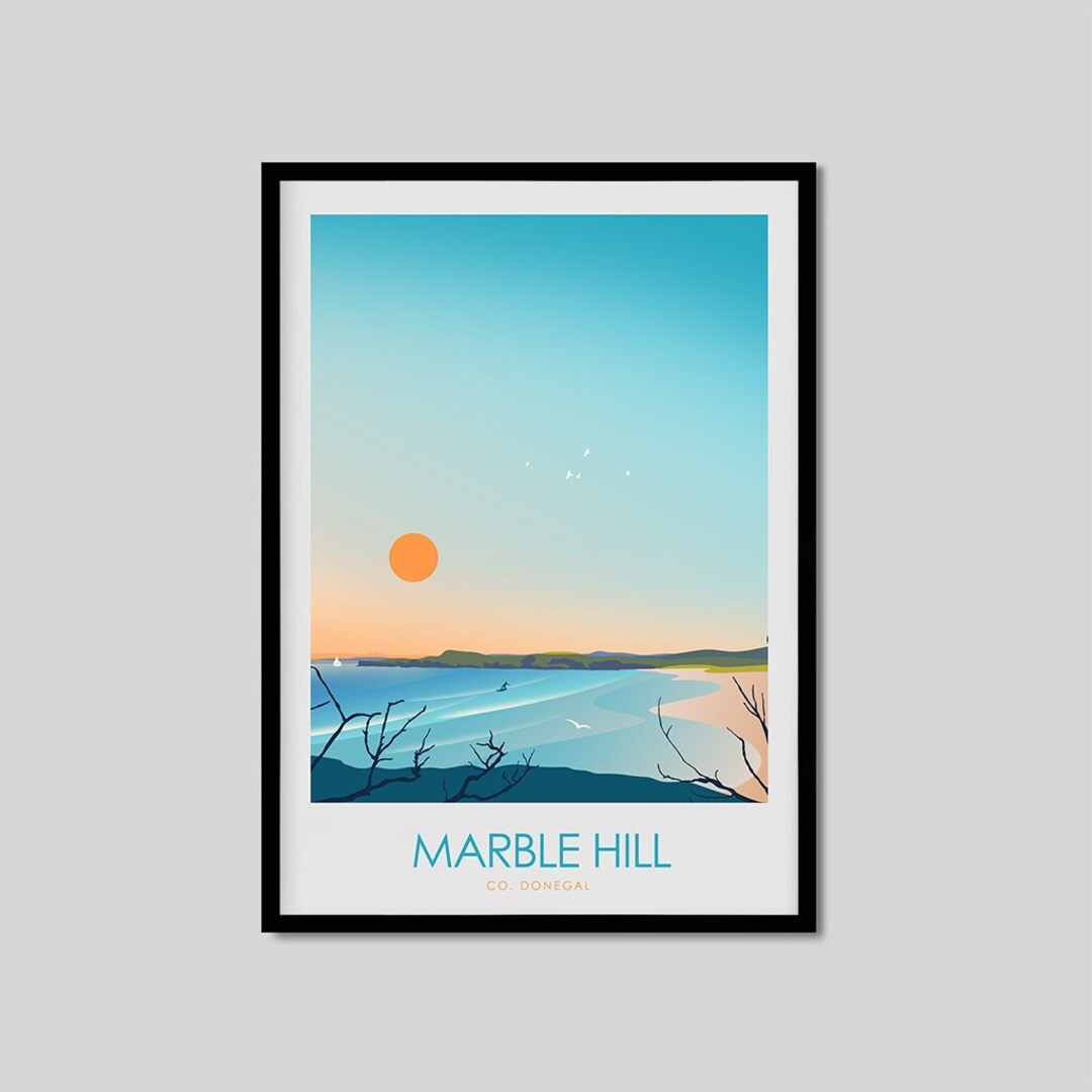 Travel Poster of Marble Hill Beach Dunfanaghy Co Donegal Print, Travel ...