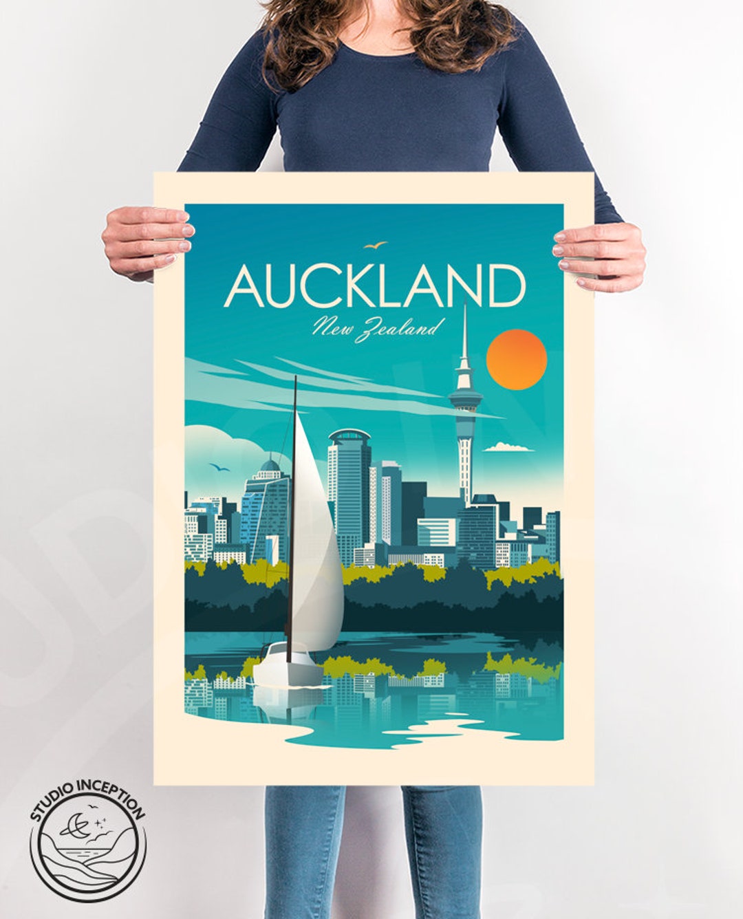 New Zealand Travel Print, Auckland Print, Auckland Art, New Zealand ...