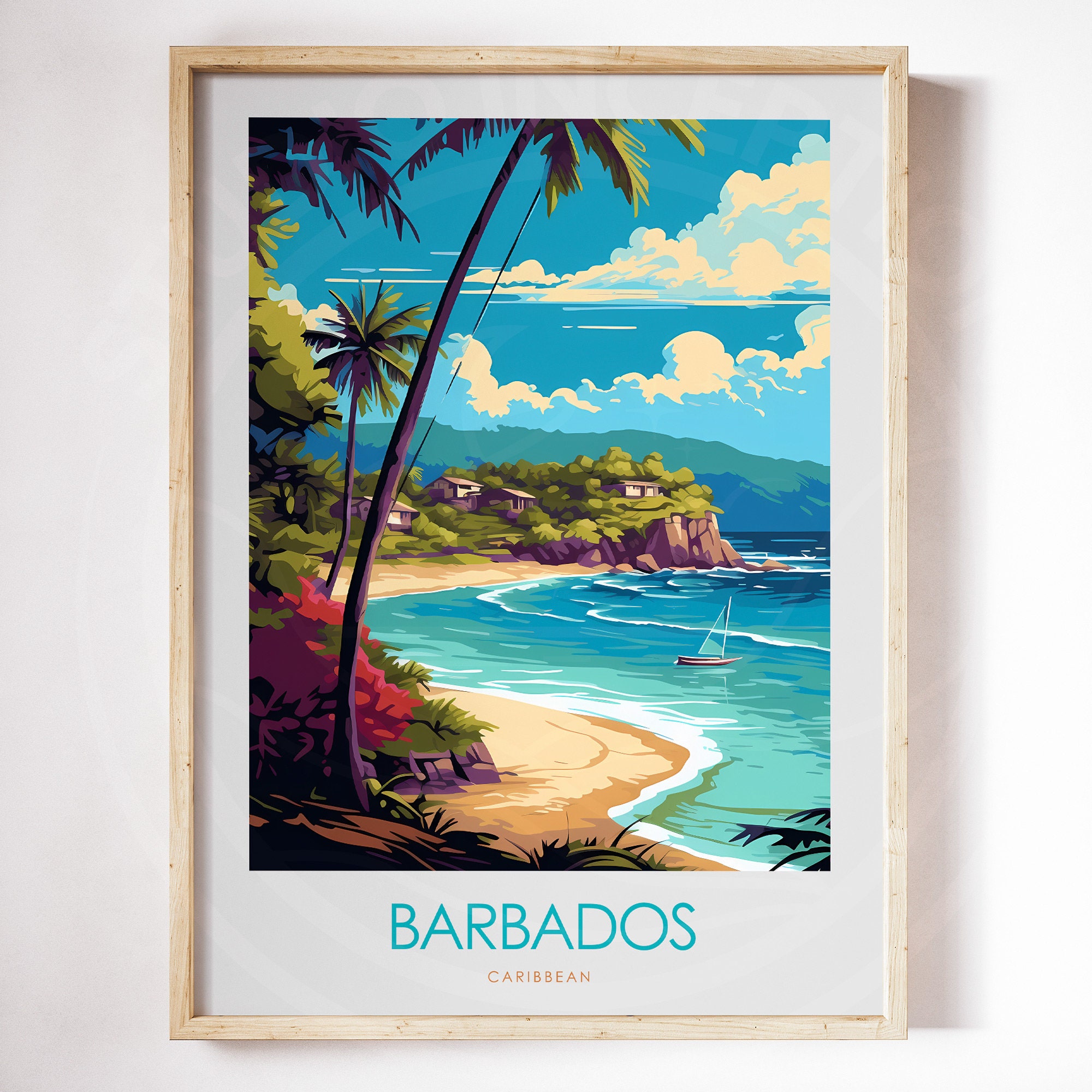 Barbados Caribbean Travel Poster Print Barbados Wall Art Wall Hanging ...