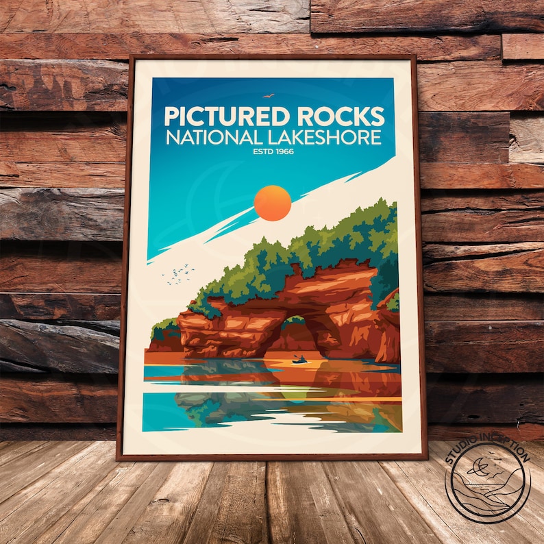 Pictured Rocks National Lakeshore Poster Print Lake Superior - Etsy