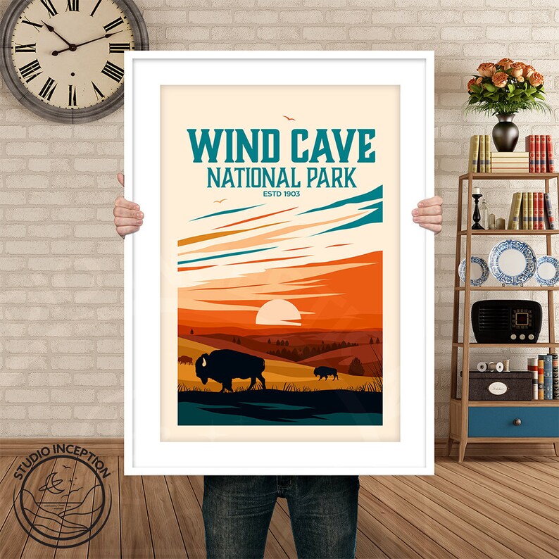 Wind Cave National Park Travel Print National Park Poster | Etsy