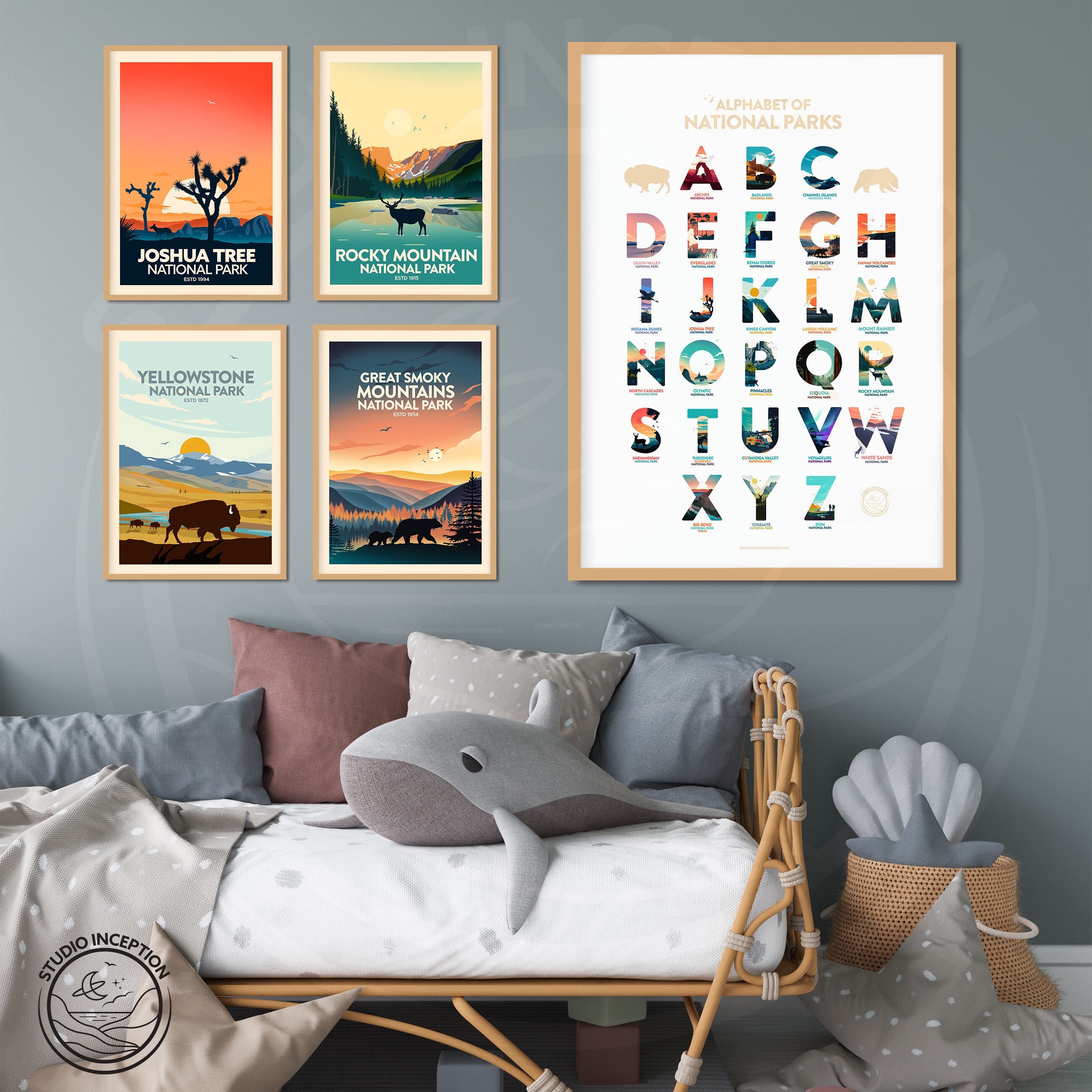 Nursery Print National Park Alphabet Print With White Background - Etsy