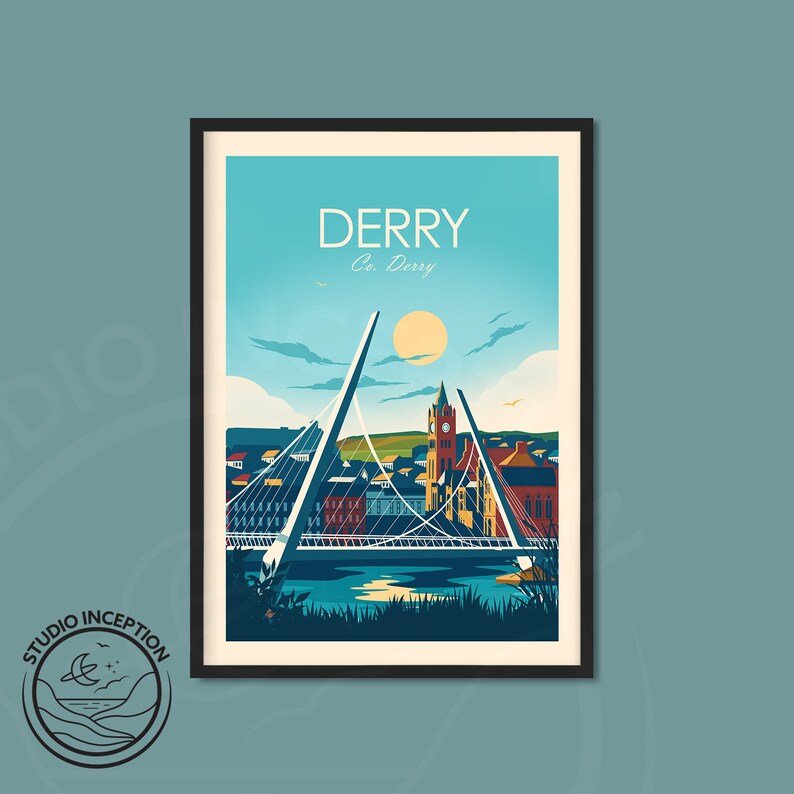 The Peace Bridge, Derry City Travel Poster Print, Londonderry Travel ...