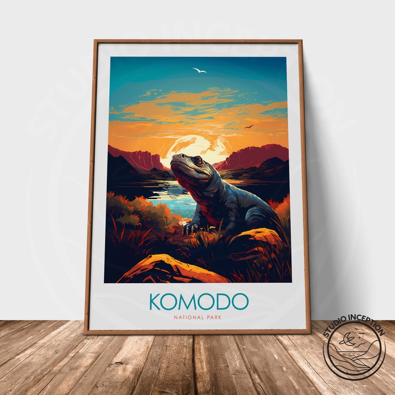Komodo Indonesia Print Komodo National Park Minimalist Poster ...