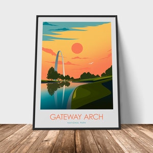 Gateway Arch National Park Travel Poster Print, Minimal Style by Studio ...