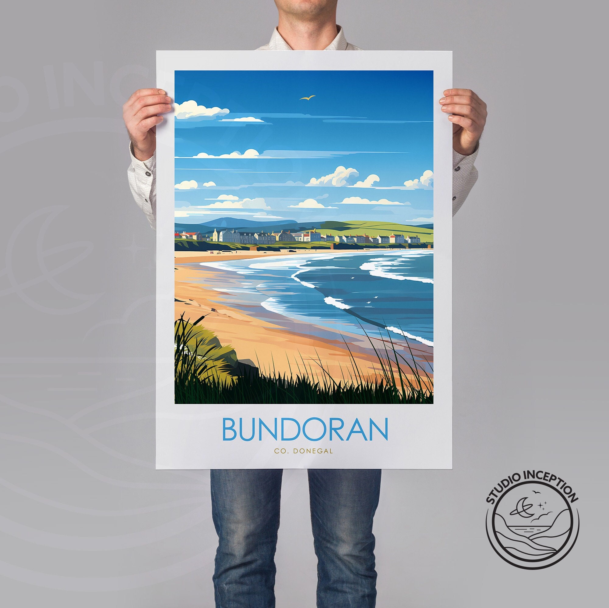 Bundoran Print, Donegal Sligo Leitrim Travel Poster, Irish Landscape ...