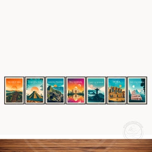 Seven Wonders of the World Travel Posters Travel Print Travel Gift ...