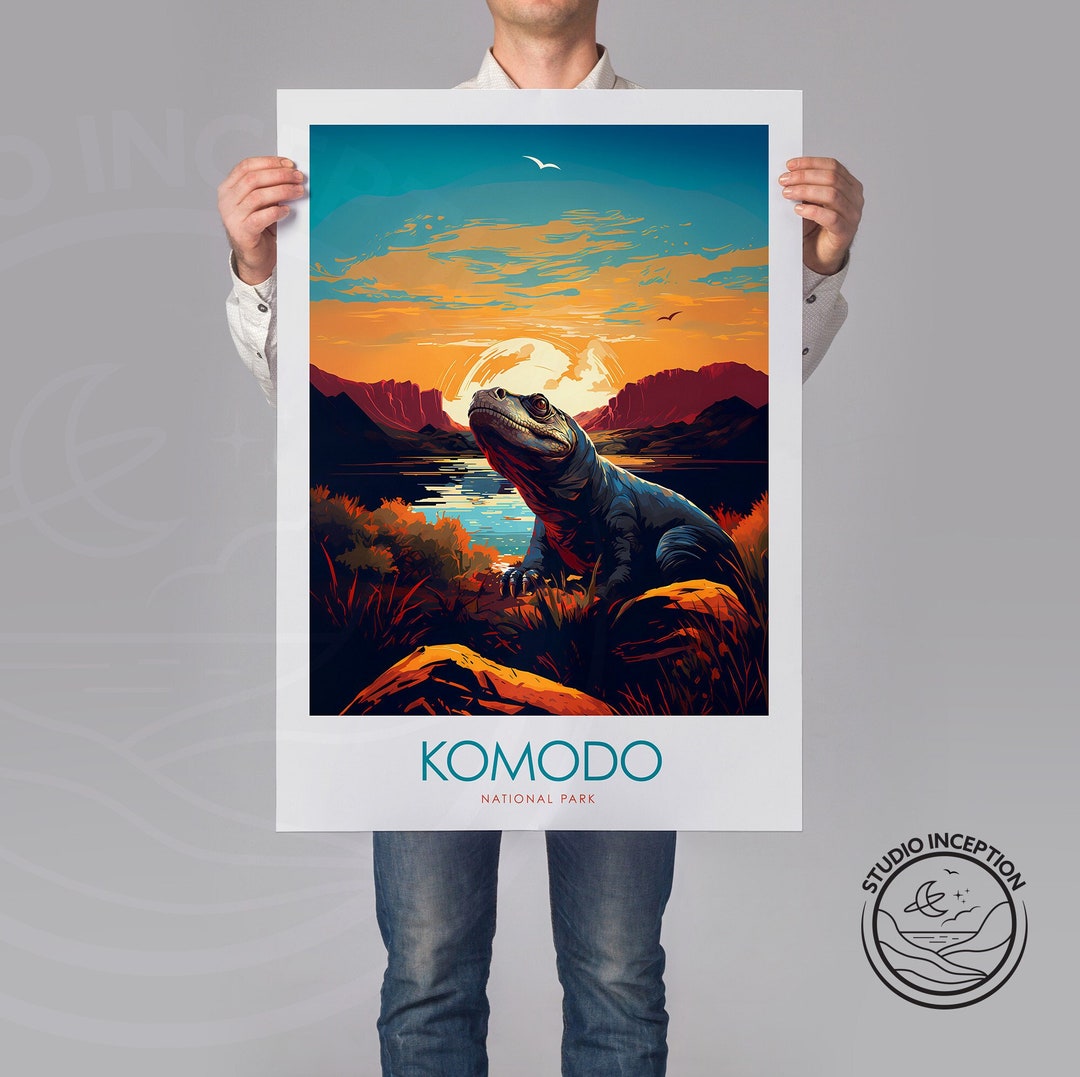 Komodo Indonesia Print Komodo National Park Minimalist Poster ...
